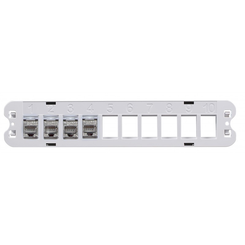 Bandeau équipé de 4 connecteur keystone RJ45 grade 3TV Cat.6A blindés ...